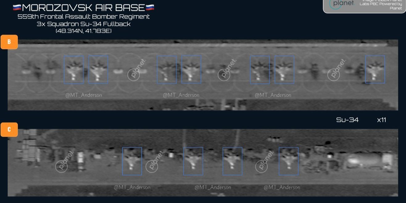 Morozovsk - 29 Su-34 and Su-35 aircraft were based at the airfield ...