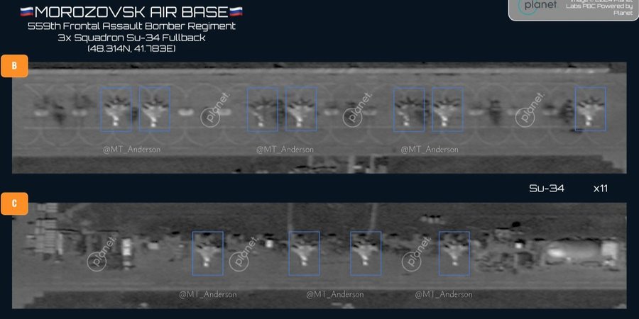 Morozovsk - 29 Su-34 and Su-35 aircraft were based at the airfield ...