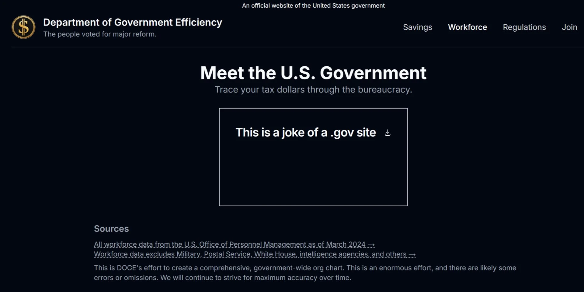 DOGE — Сайт міністерства Ілона Маска зламали незабаром після запуску / NV