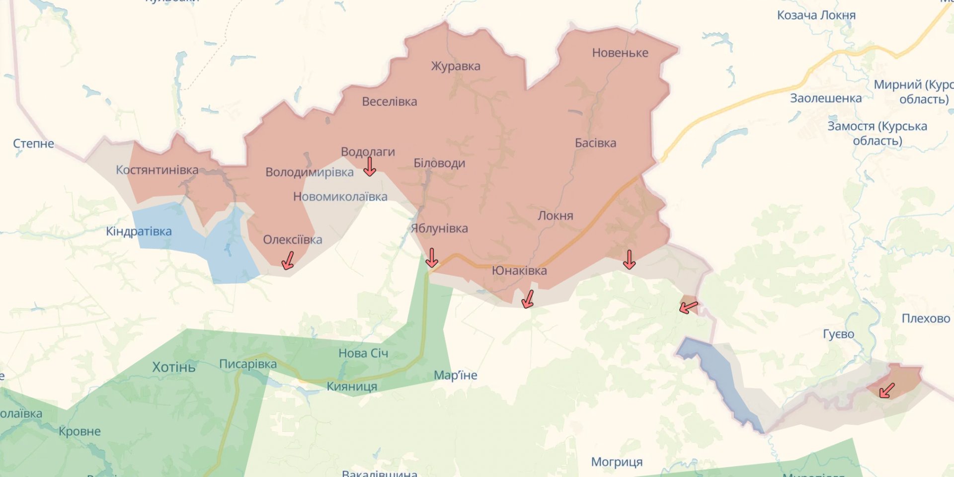 Росія просунулася в Юнаківці у Сумській області та на Дніпропетровщині - карта DeepState / NV