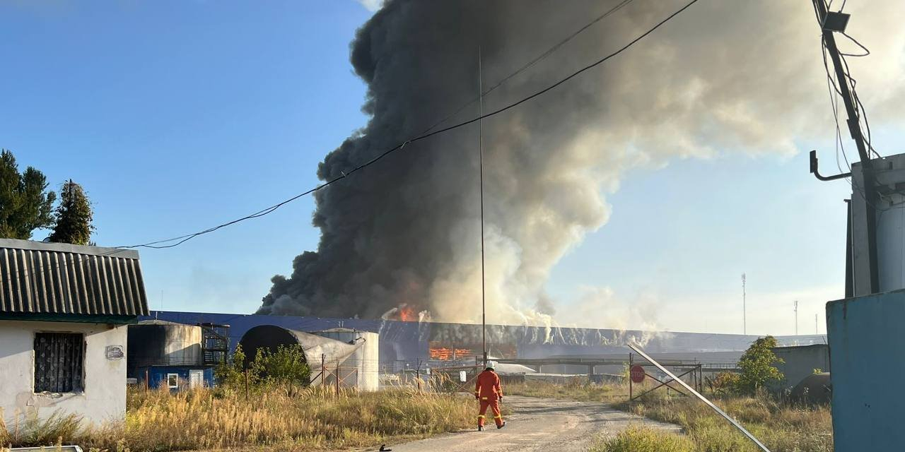 Russian strike sparks fire at logistics center warehouses in Kyiv ...