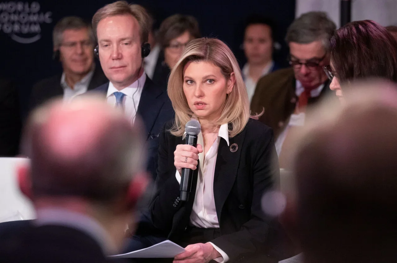 First Lady Zelenska, before speech at WEF in Davos, moved to tears by ...