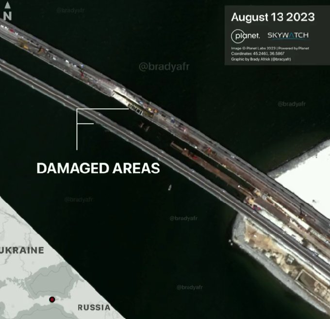 Кримський міст — 14 серпня з’явилися нові супутникові фото ремонту / NV