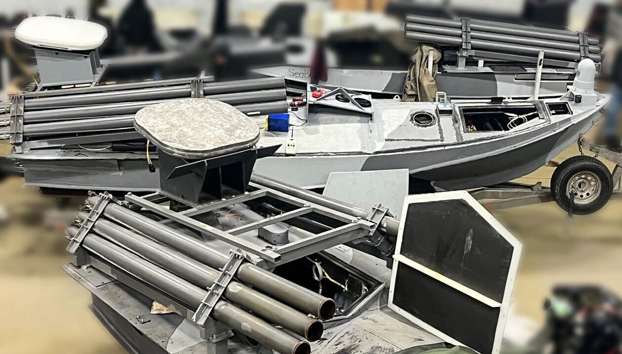 Sea Baby SBU sea drones were installed with Grad multiple launch rocket ...