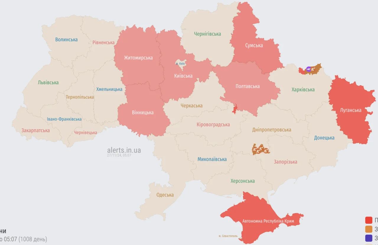 Движение вражеских БпЛА в Украине в ночь на 27 ноября — новости Украины ...