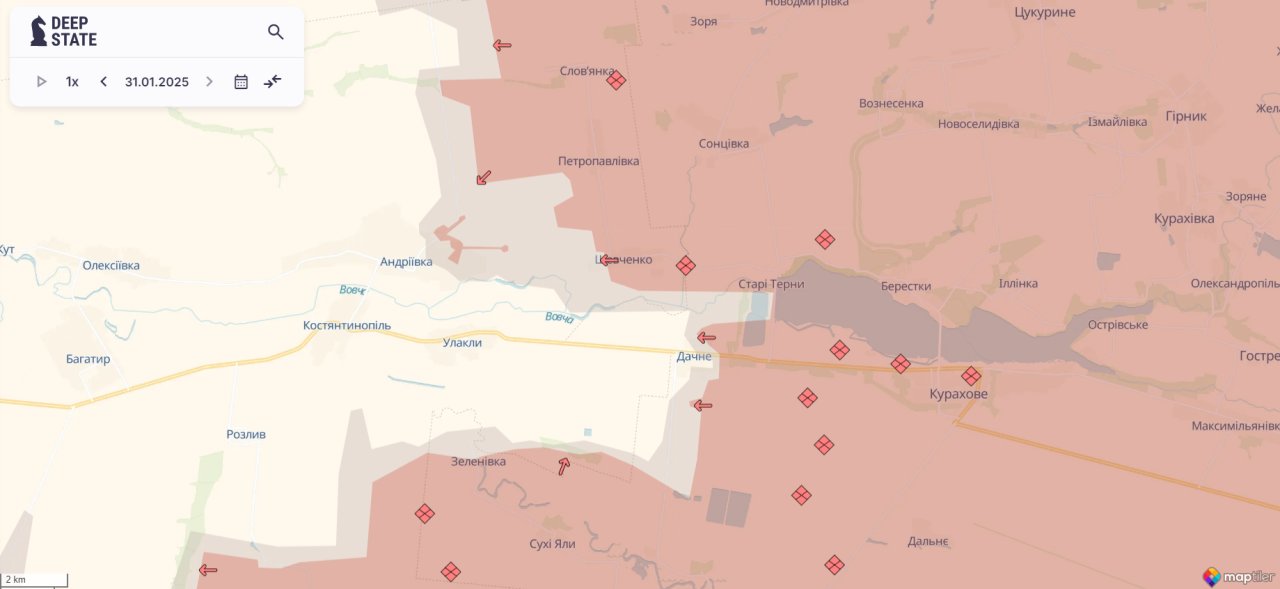 Ситуація на фронті — Війська РФ просунулися біля шести сіл на Донеччині — мапа DeepState / NV