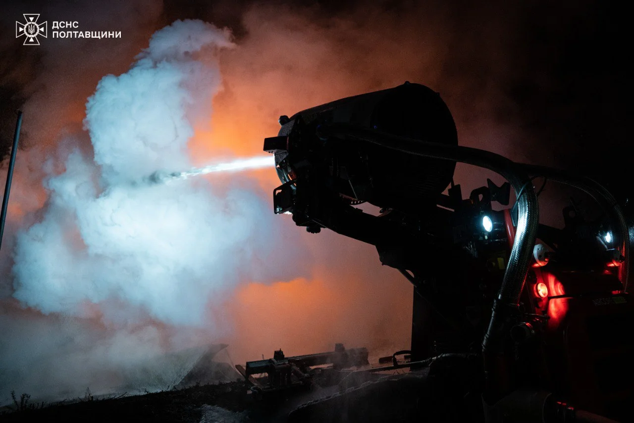Massive fire erupts at industrial site in Poltava Oblast after Russian ...