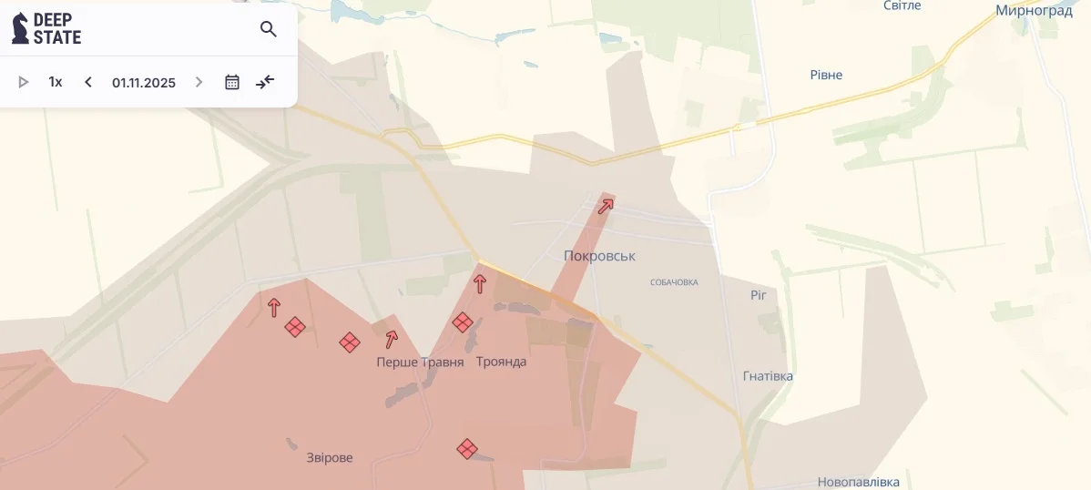 Війська РФ просунулися в Покровську, карту DeepState оновлено / NV